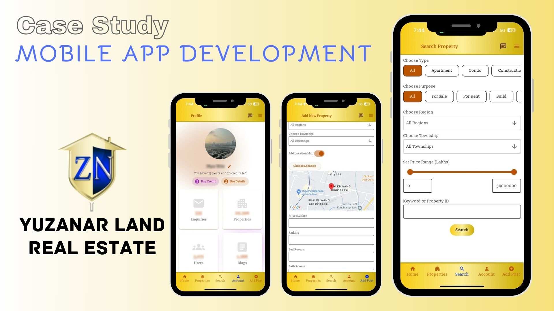 Case Study: Development of Yuzanar Land Real Estate Mobile Apps (Android & iOS)